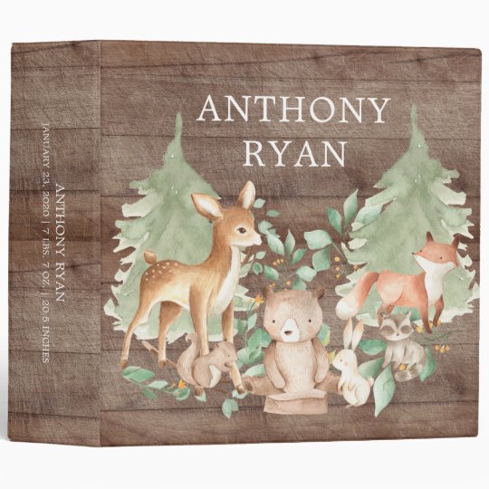Rustic Woodland Animals Baby Photo Album 3 Ring Binder | Zazzle.com