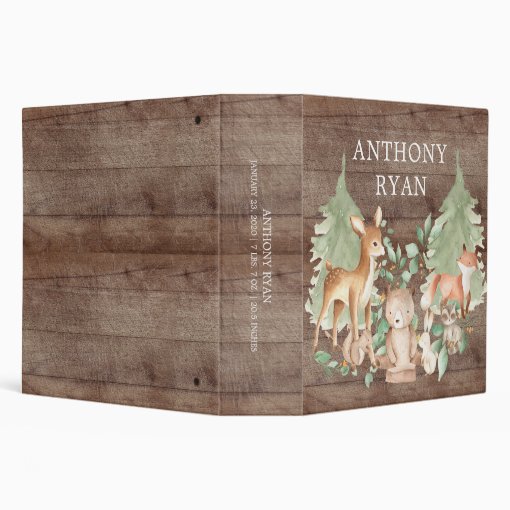 Rustic Woodland Animals Baby Photo Album 3 Ring Binder | Zazzle