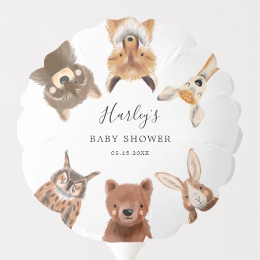 Rustic Woodland Animals Baby Shower Balloon | Zazzle