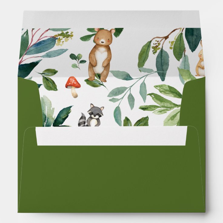 Rustic Woodland Animals Baby Shower Birthday Envelope | Zazzle