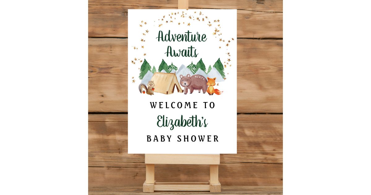 Rustic Woodland Animals Baby Shower Welcome Foam Board | Zazzle