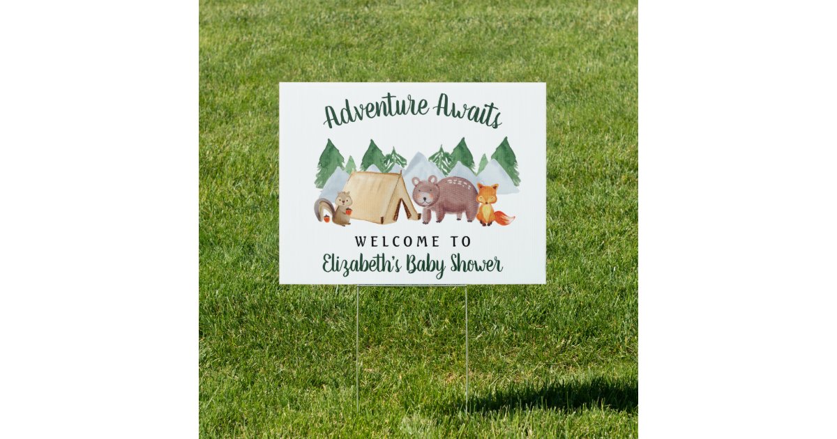Rustic Woodland Animals Baby Shower Welcome Sign | Zazzle