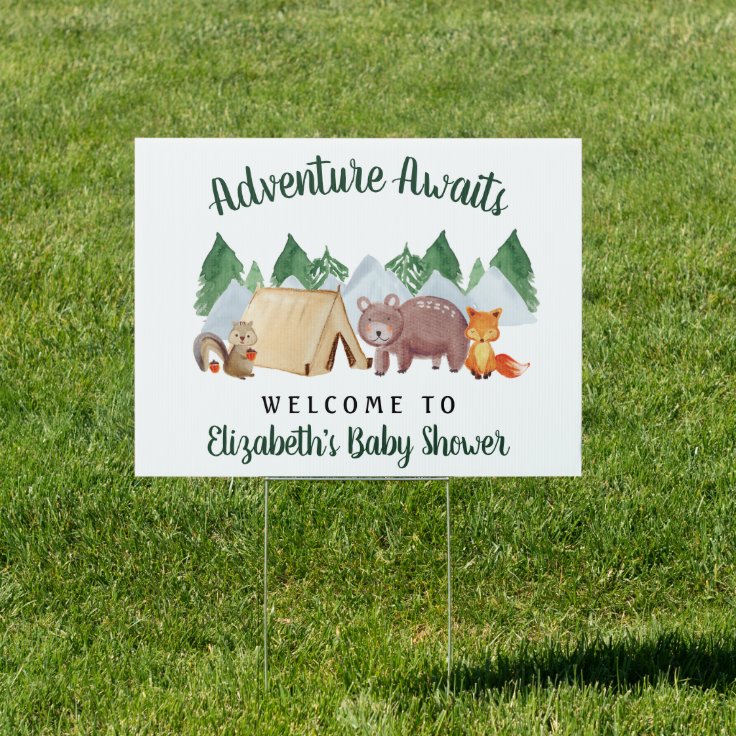 Rustic Woodland Animals Baby Shower Welcome Sign | Zazzle