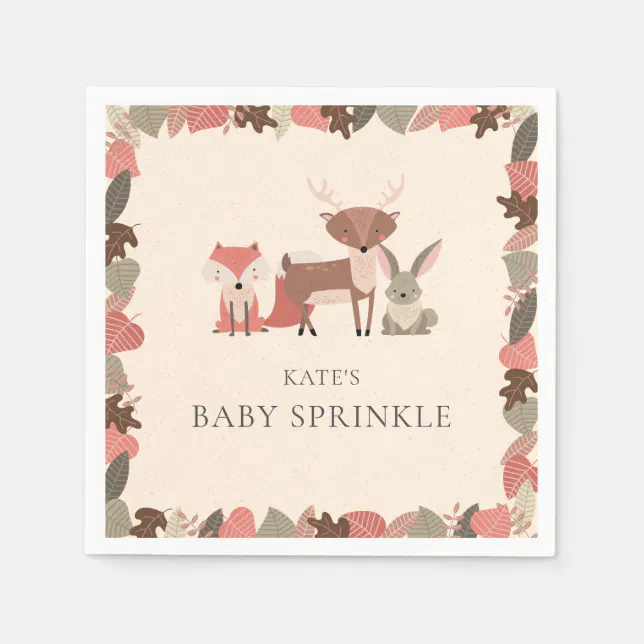 Rustic Woodland Animals Baby Sprinkle Shower Napkins | Zazzle