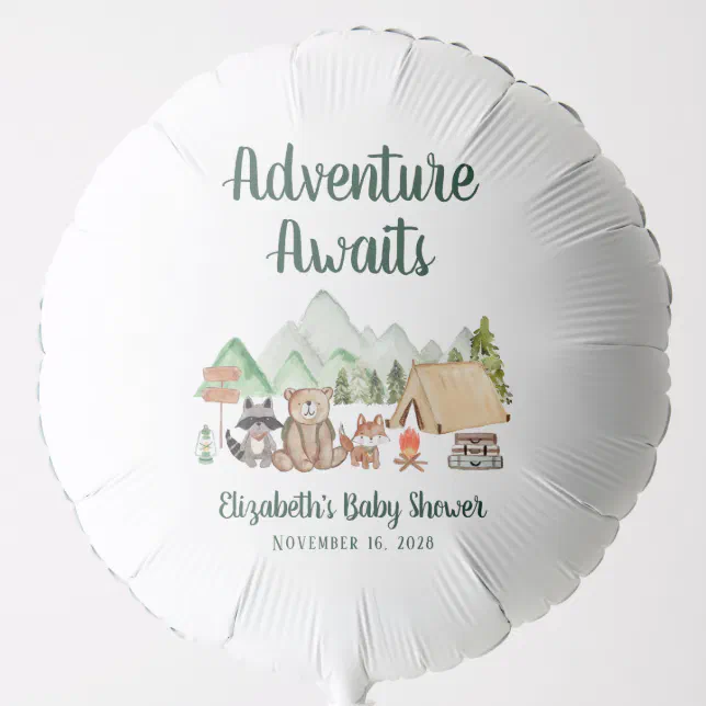 Rustic Woodland Animals Camping Baby Shower Balloon | Zazzle