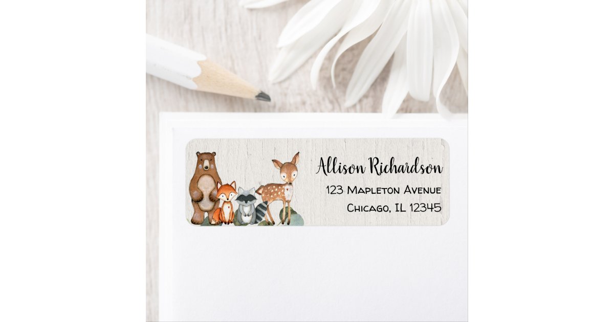 Rustic woodland animals forest friends label | Zazzle