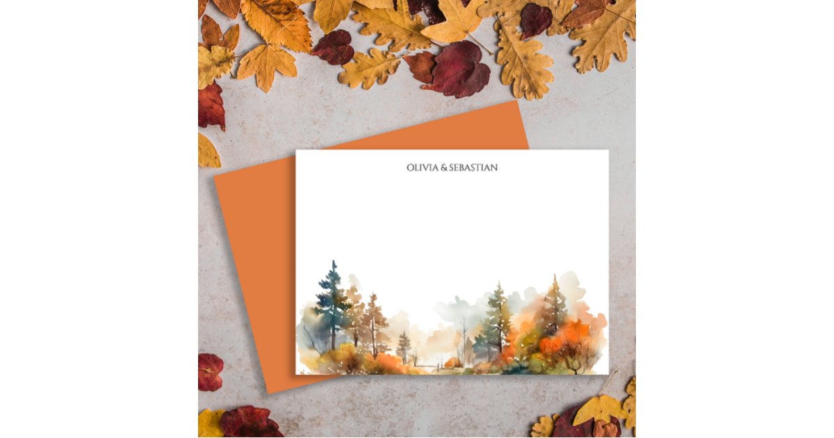 Rustic Woodland Autumn Forest Note Card | Zazzle
