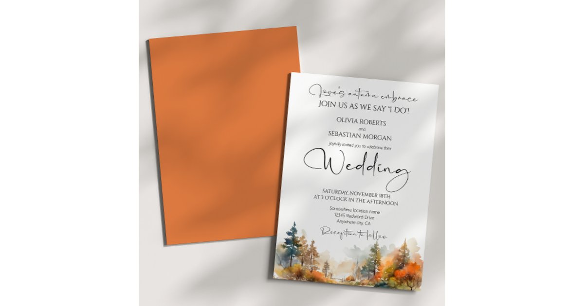 Rustic Woodland Autumn Forest Wedding Invitation | Zazzle