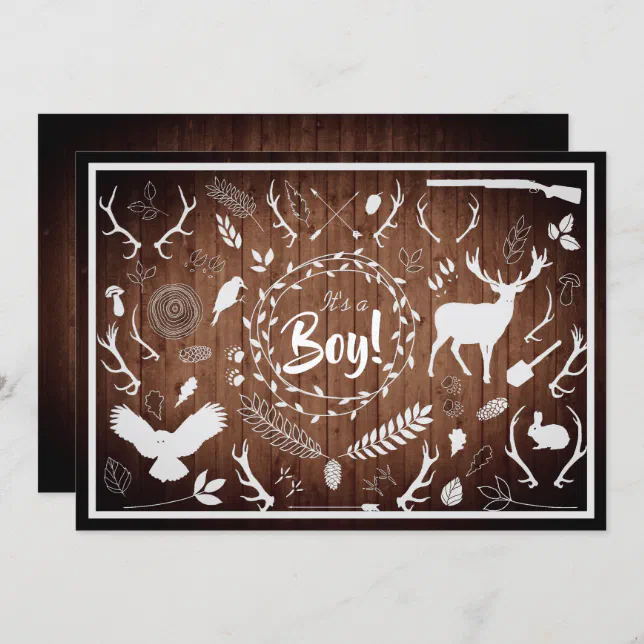 Rustic Woodland Baby Boy Shower (Barn Wood) Invitation | Zazzle