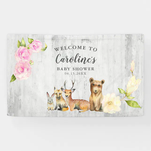 Rustic Woodland Baby Shower Welcome Banner | Zazzle