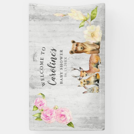 Rustic Woodland Baby Shower Welcome Banner | Zazzle