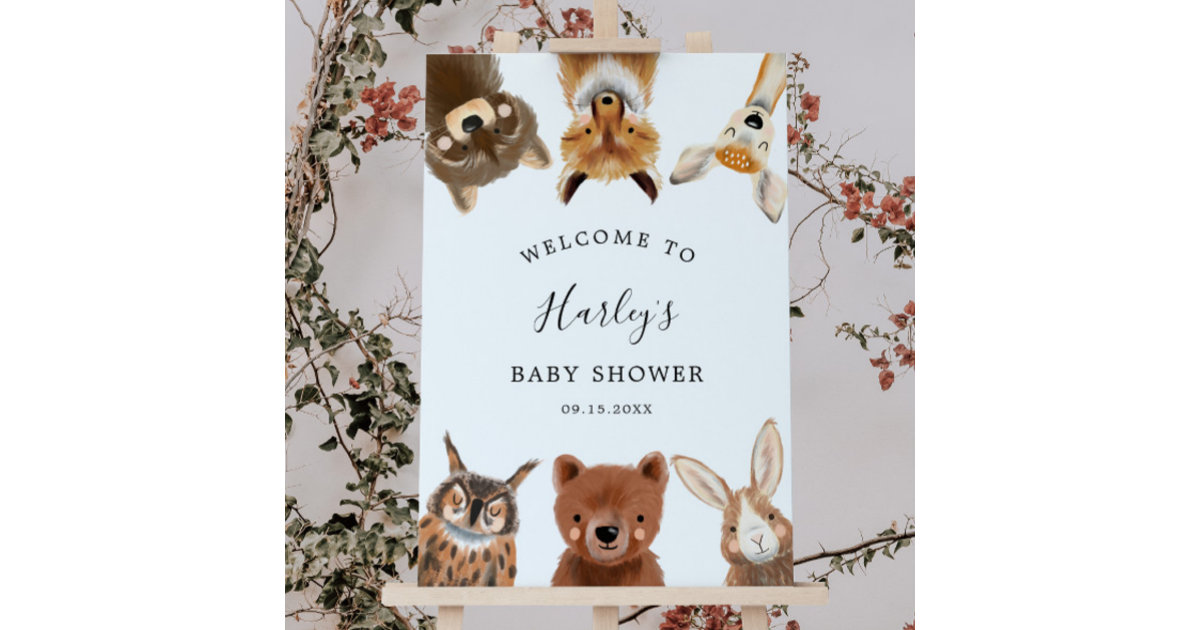 Rustic Woodland Baby Shower Welcome Sign | Zazzle