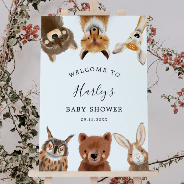 Rustic Woodland Baby Shower Welcome Sign | Zazzle