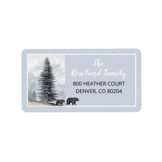 Rustic Woodland Bears Baby Shower Return Address Label | Zazzle.com