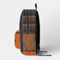 Rustic woodland Blue & orange plaid Printed Backpack | Zazzle