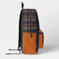Rustic woodland Blue & orange plaid Printed Backpack | Zazzle