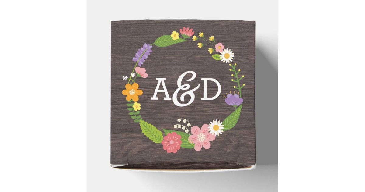 Rustic Woodland Bohemian Floral Wreath Wedding Favor Boxes | Zazzle