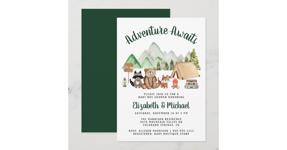 Rustic Woodland Camping Couples Baby Shower Invitation | Zazzle