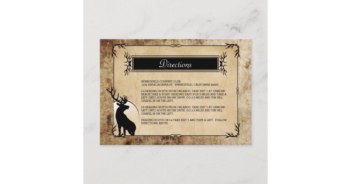 Rustic Woodland Deer Direction Enclosure Card | Zazzle