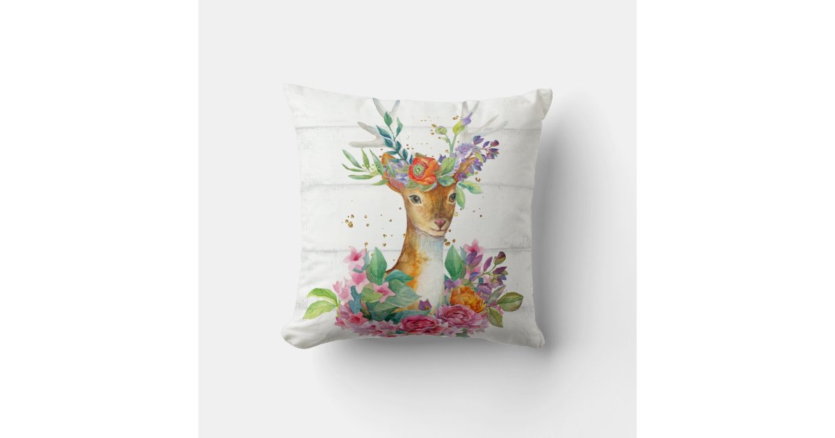 Rustic Woodland Deer Throw Pillow | Zazzle