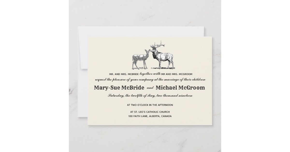 Rustic Woodland Deer Wedding Invitation | Zazzle