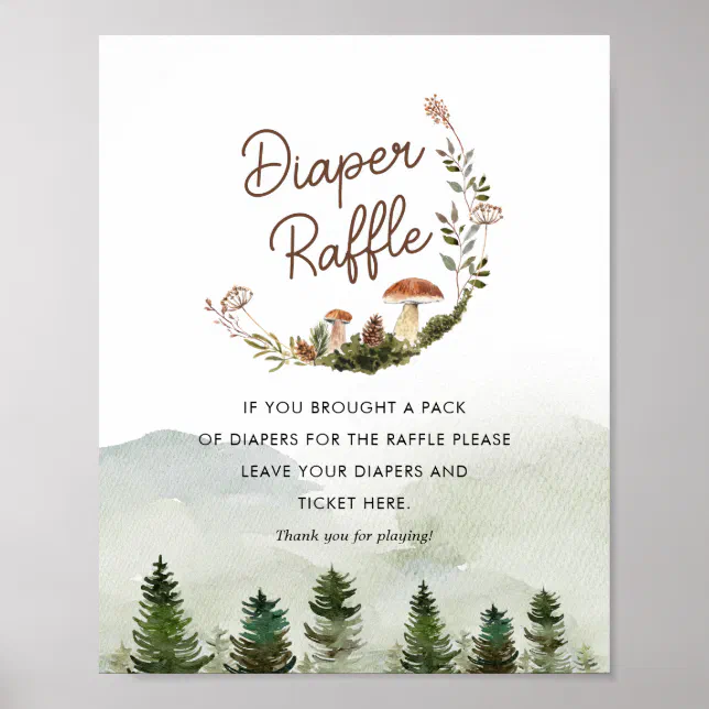 Rustic Woodland Diaper Raffle Game Sign | Zazzle