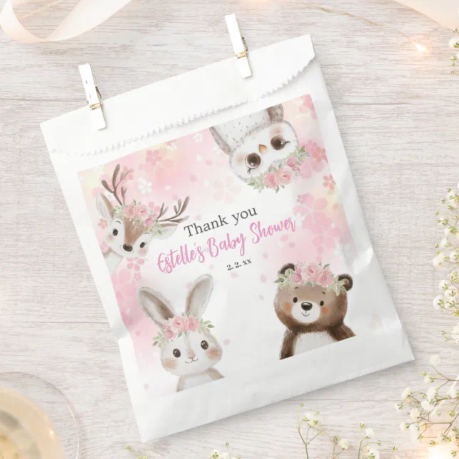 Rustic Woodland Floral Boho Baby Shower Favor Bag | Zazzle