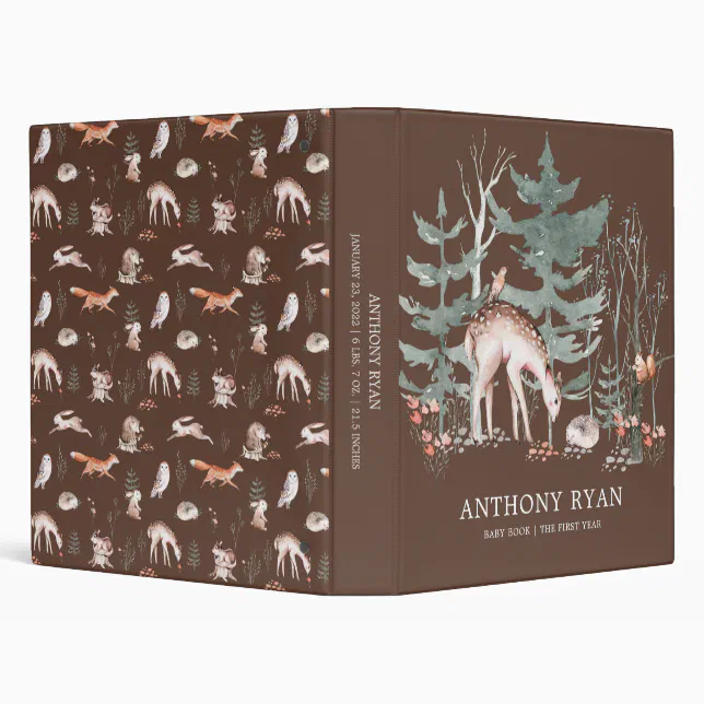 Rustic Woodland Forest Animals Baby Photo Album 3 3 Ring Binder | Zazzle