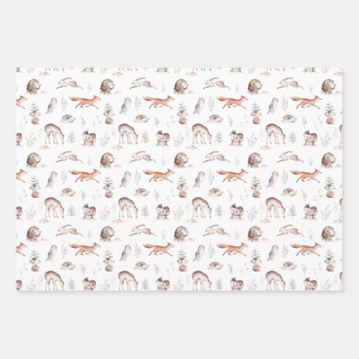 Rustic Woodland Forest Animals Baby Wrapping Paper Sheets | Zazzle