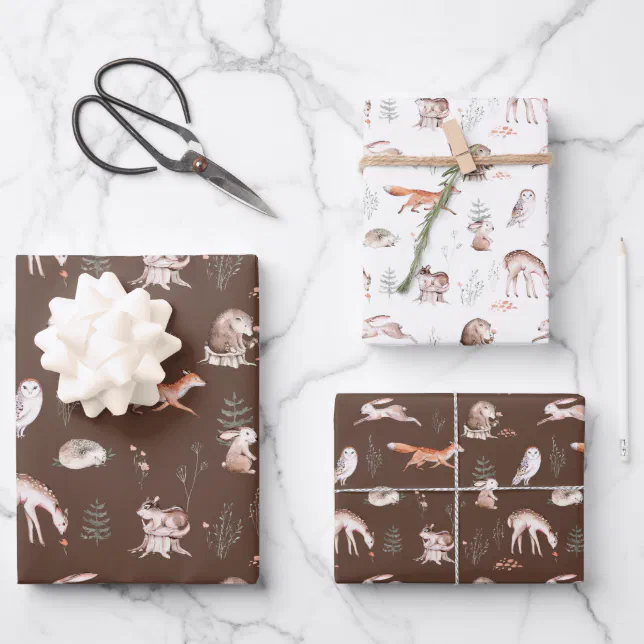 Rustic Woodland Forest Animals Baby Wrapping Paper Sheets | Zazzle