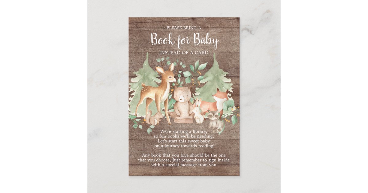 Rustic Woodland Forest Animals Book for Baby Card | Zazzle
