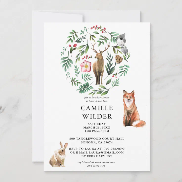 Rustic Woodland Forest Animals Invitation | Zazzle