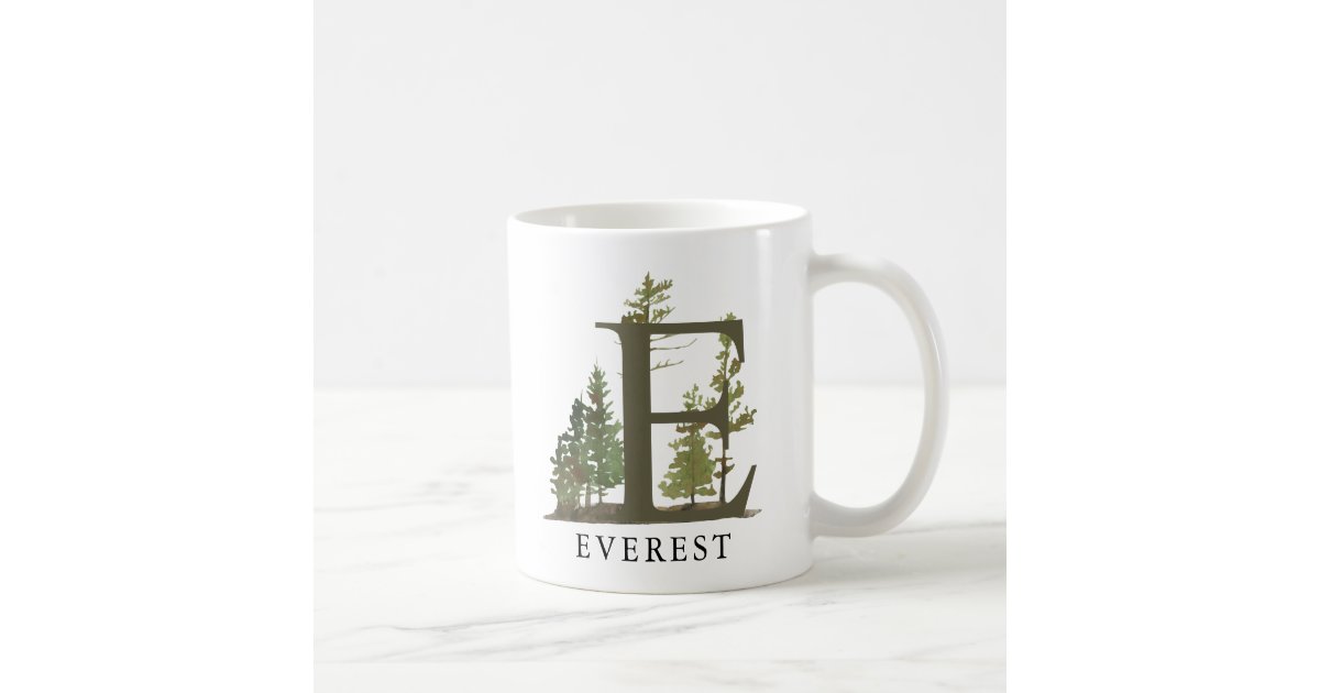 Rustic Woodland Forest Cabin Letter E Monogram Coffee Mug | Zazzle