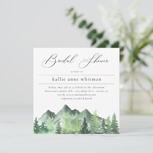 Rustic Woodland Forest Mountain Bridal Shower Invi Invitation | Zazzle