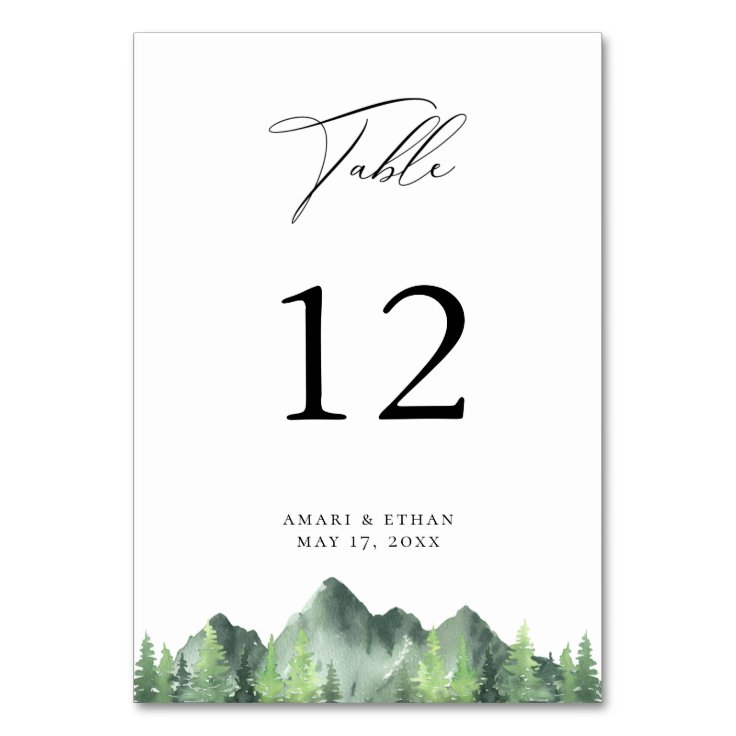 Rustic Woodland Forest Mountain Table Number | Zazzle