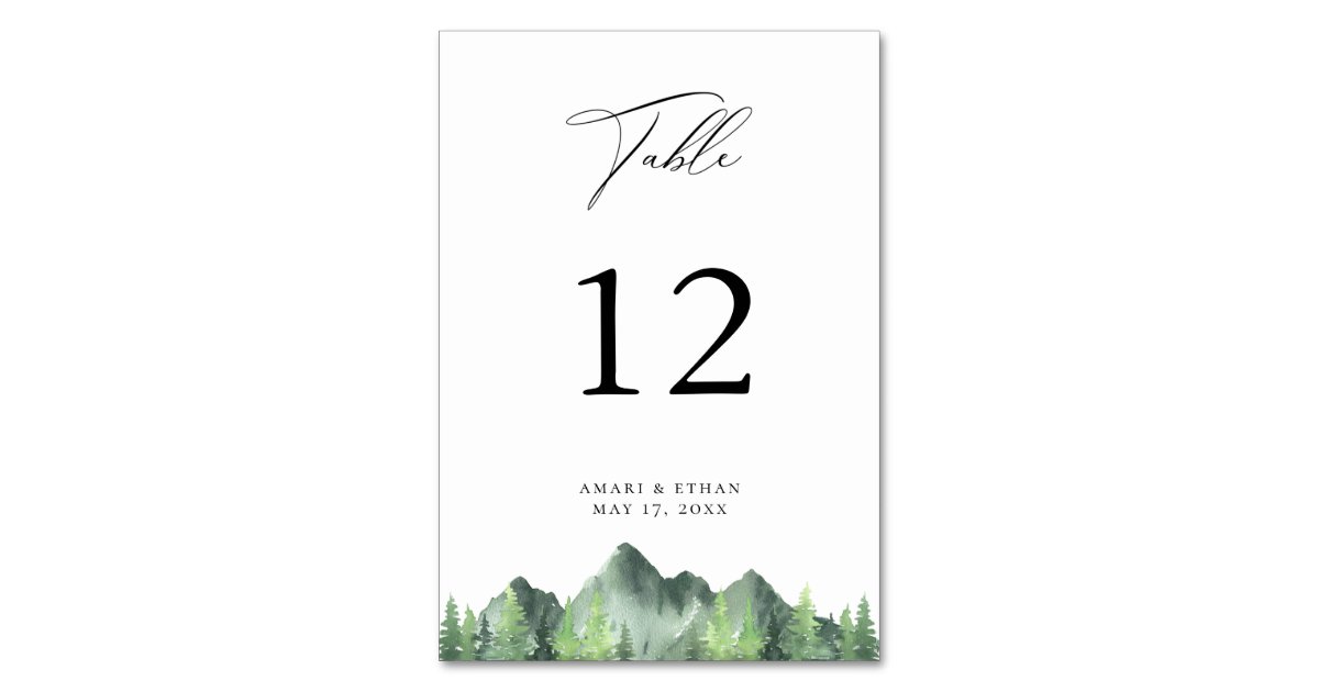 Rustic Woodland Forest Mountain Table Number | Zazzle