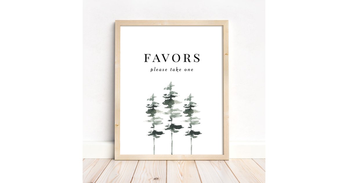 Rustic Woodland Forest Wedding Shower Favors Poster | Zazzle