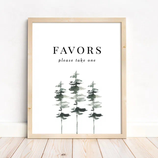 Rustic Woodland Forest Wedding Shower Favors Poster | Zazzle