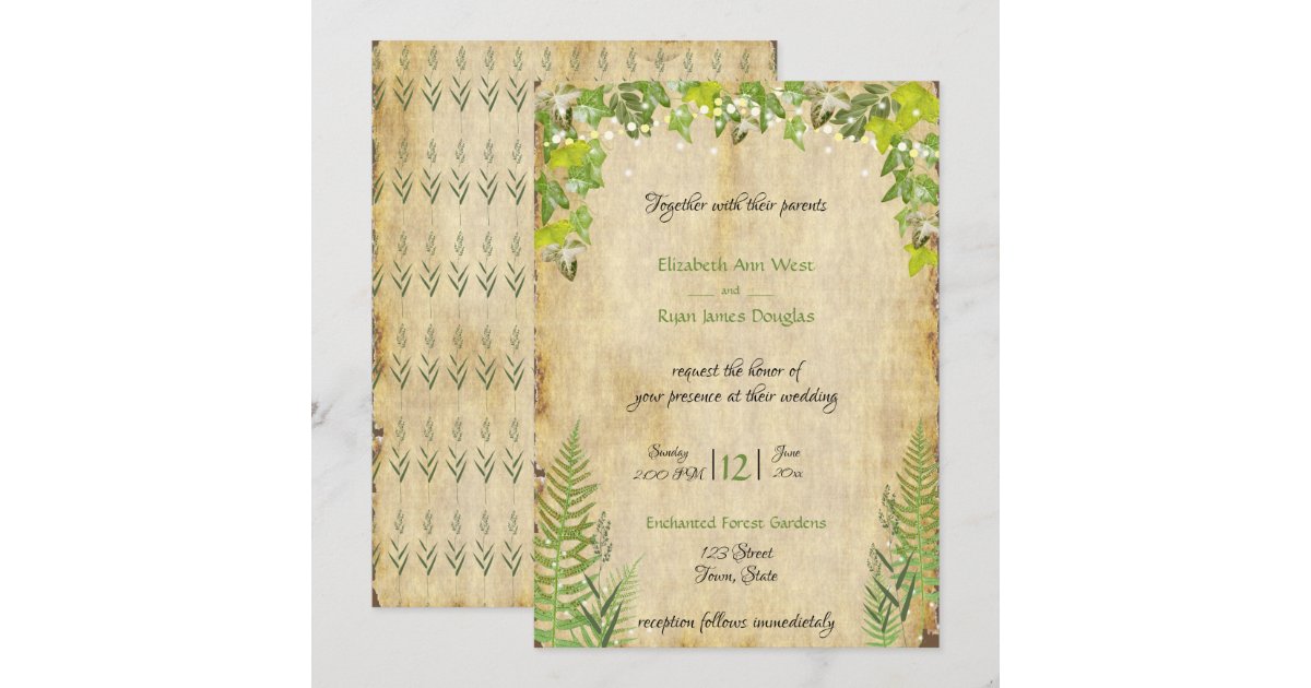 Rustic Woodland Ivy, Lights Wedding Invitation | Zazzle