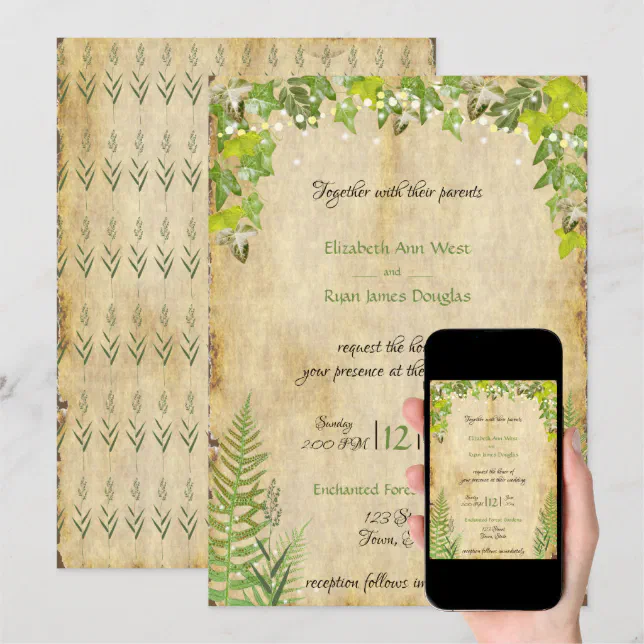 Rustic Woodland Ivy, Lights Wedding Invitation | Zazzle