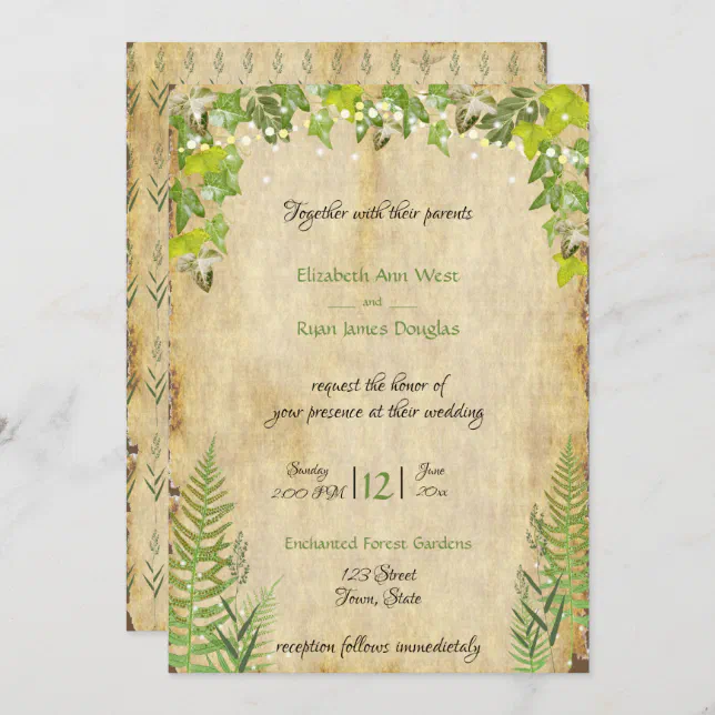Rustic Woodland Ivy, Lights Wedding Invitation | Zazzle