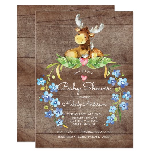 Rustic Woodland Moose Baby Shower Invitation | Zazzle.com