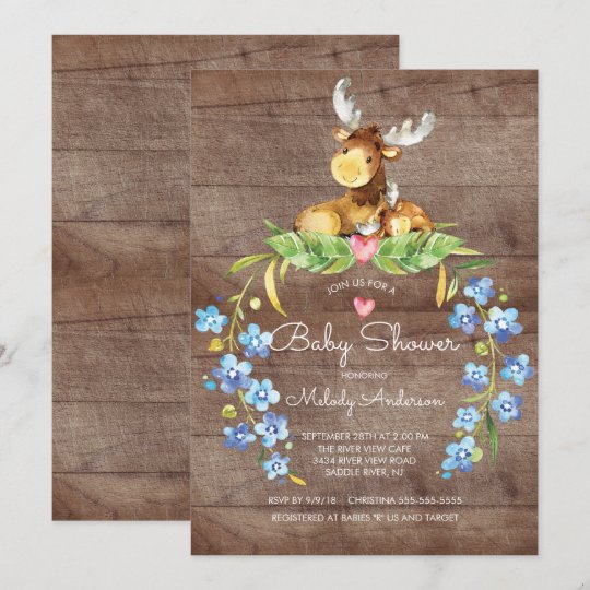 Rustic Woodland Moose Baby Shower Invitation | Zazzle.com