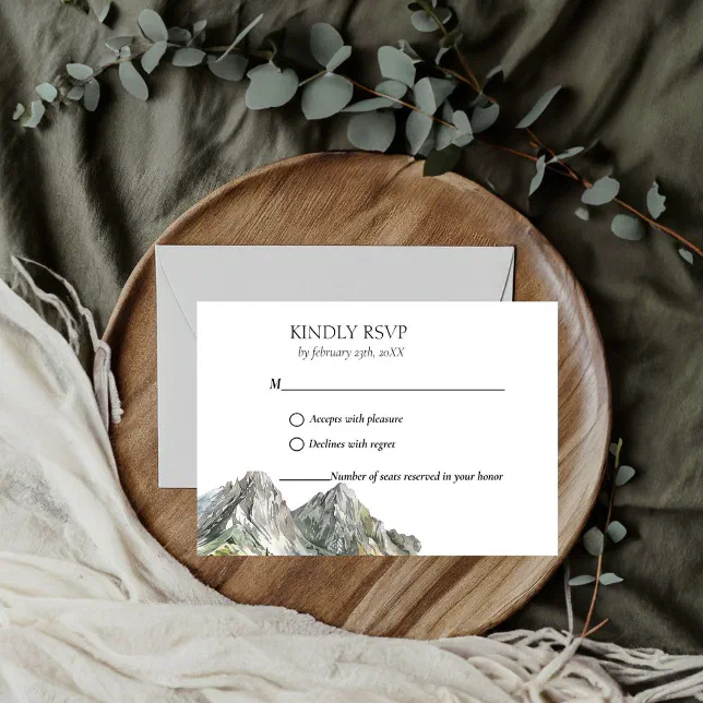 Rustic Woodland Mountain Forest Pine Wedding RSVP Card | Zazzle
