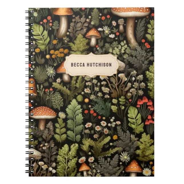 Rustic Woodland Mushroom Forest Notebook | Zazzle
