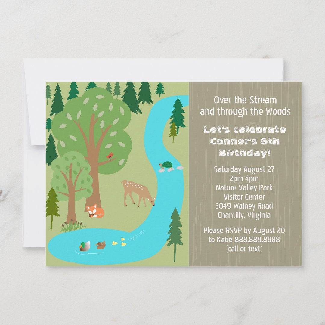 Rustic Woodland Nature Birthday Party Invitation | Zazzle