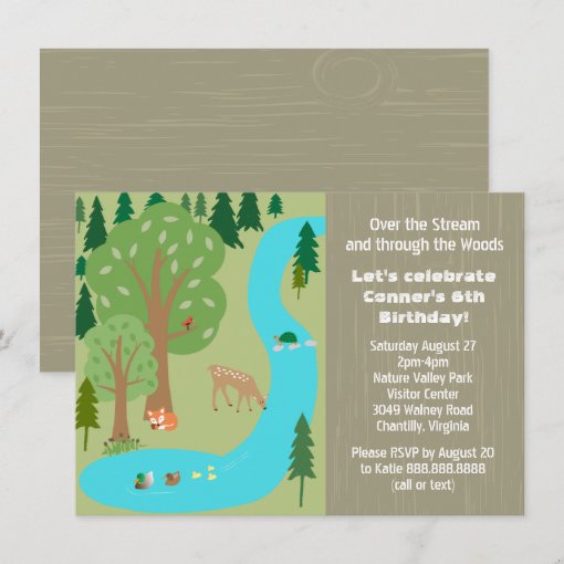 Rustic Woodland Nature Birthday Party Invitation | Zazzle