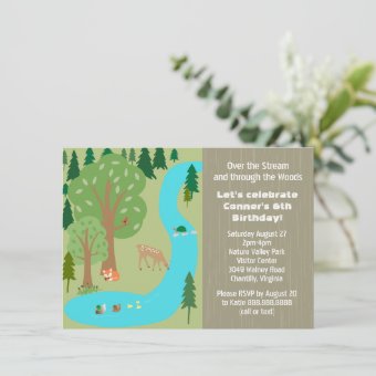 Rustic Woodland Nature Birthday Party Invitation | Zazzle