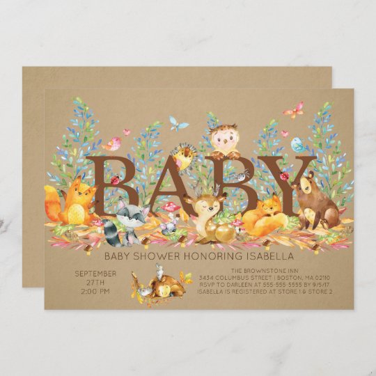 Rustic Woodland Neutral Baby Shower Invitation | Zazzle.com