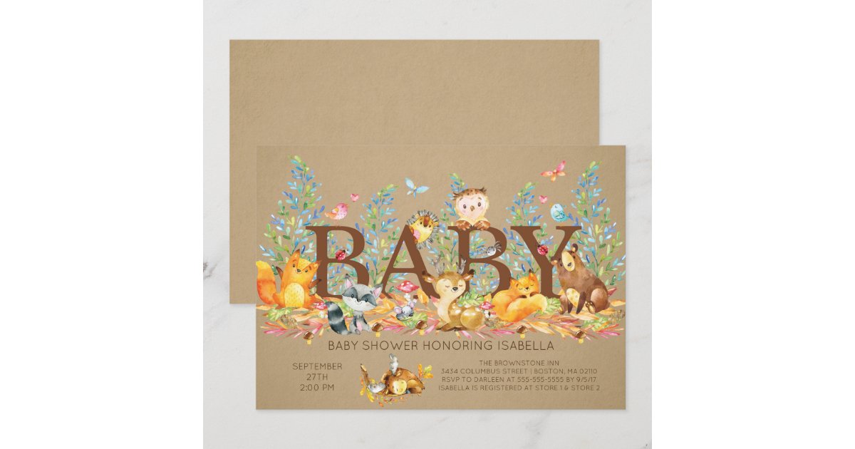 Rustic Woodland Neutral Baby Shower Invitation | Zazzle